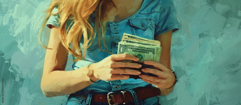 Women confidently hold their money, keeping a tight grip on their ...