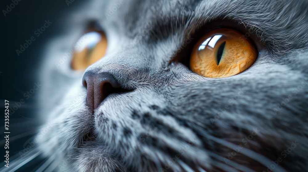 The facial features of a Scottish Fold, from the folded ears to the ...