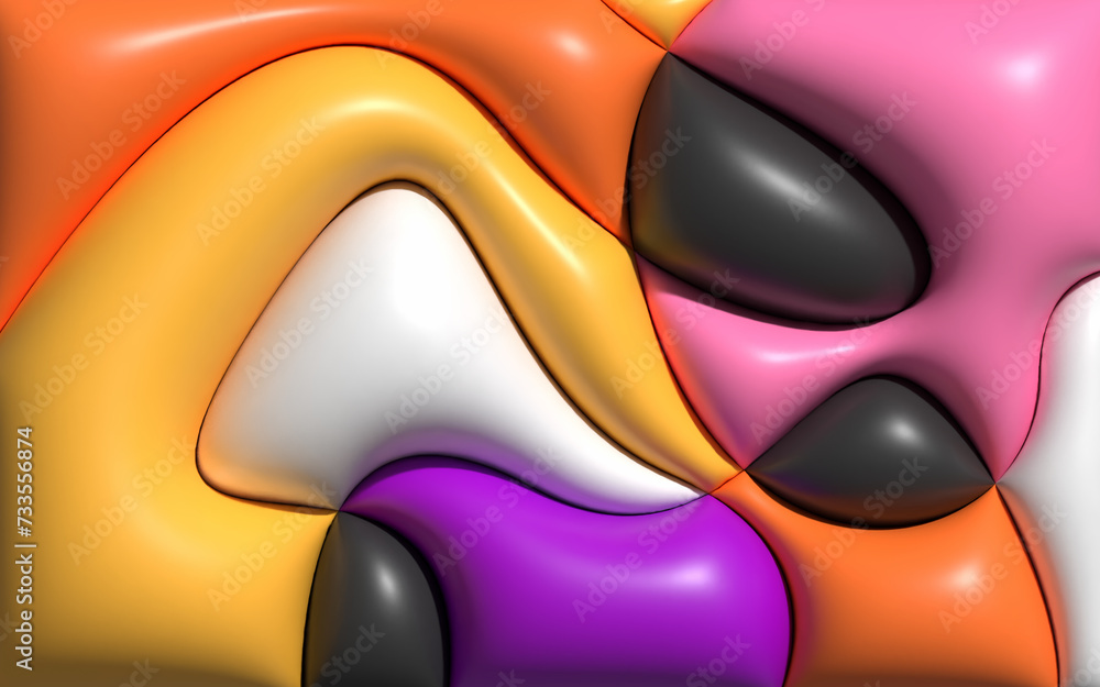 Colorful abstract 3d inflated shapes background. 3d blob backdrop ...
