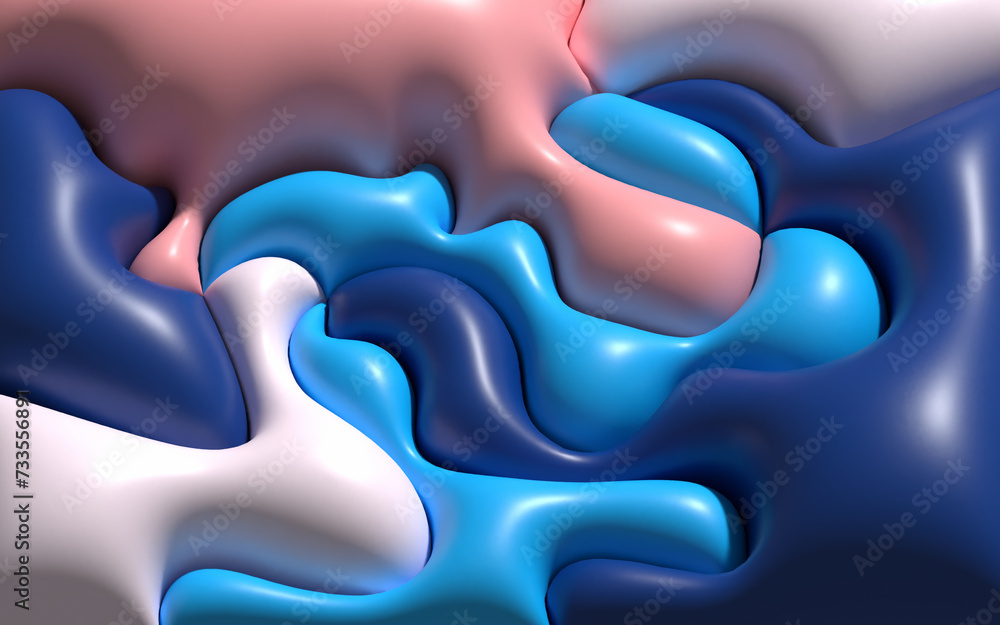 Colorful abstract 3d inflated shapes background. 3d blob backdrop ...