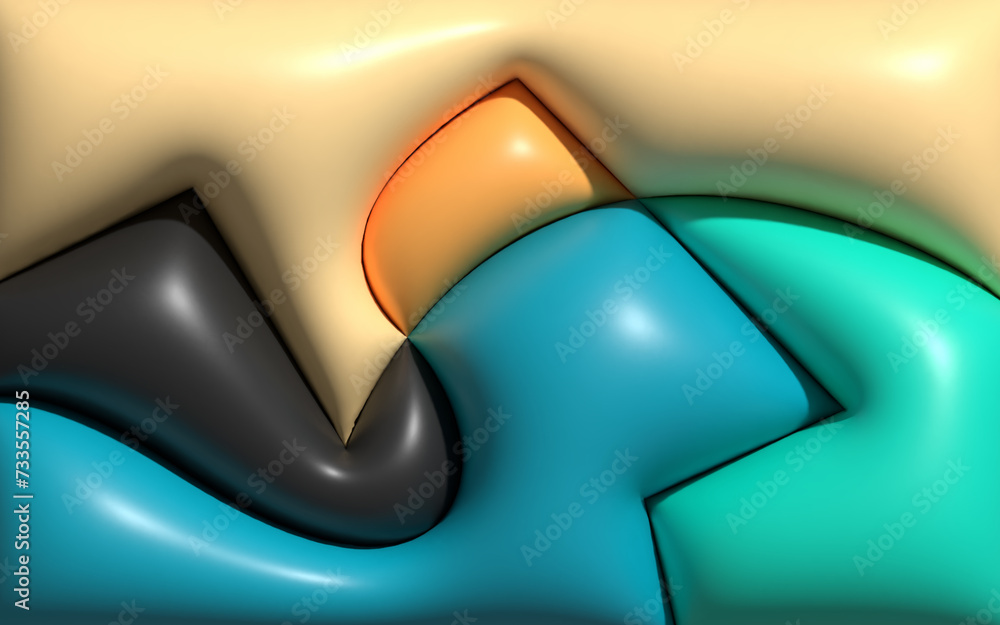 Colorful abstract 3d inflated shapes background. 3d blob backdrop ...