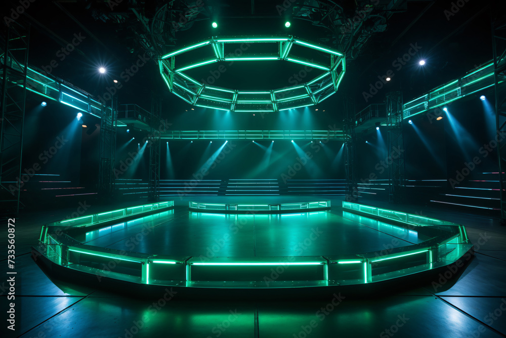 Modern dance stage light background with spotlight illuminated the ...