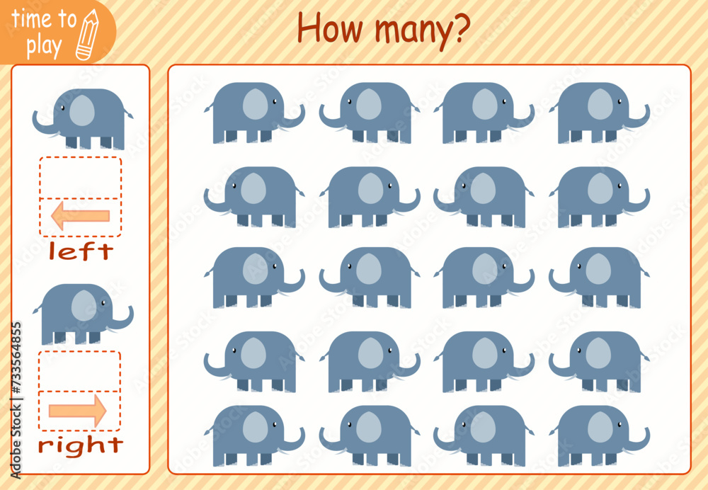 children's educational game, tasks. count how many elements will be ...