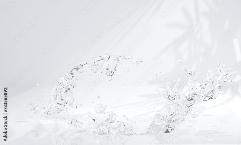 Transparent realistic water splash. liquid wave flow, 3d illustration ...