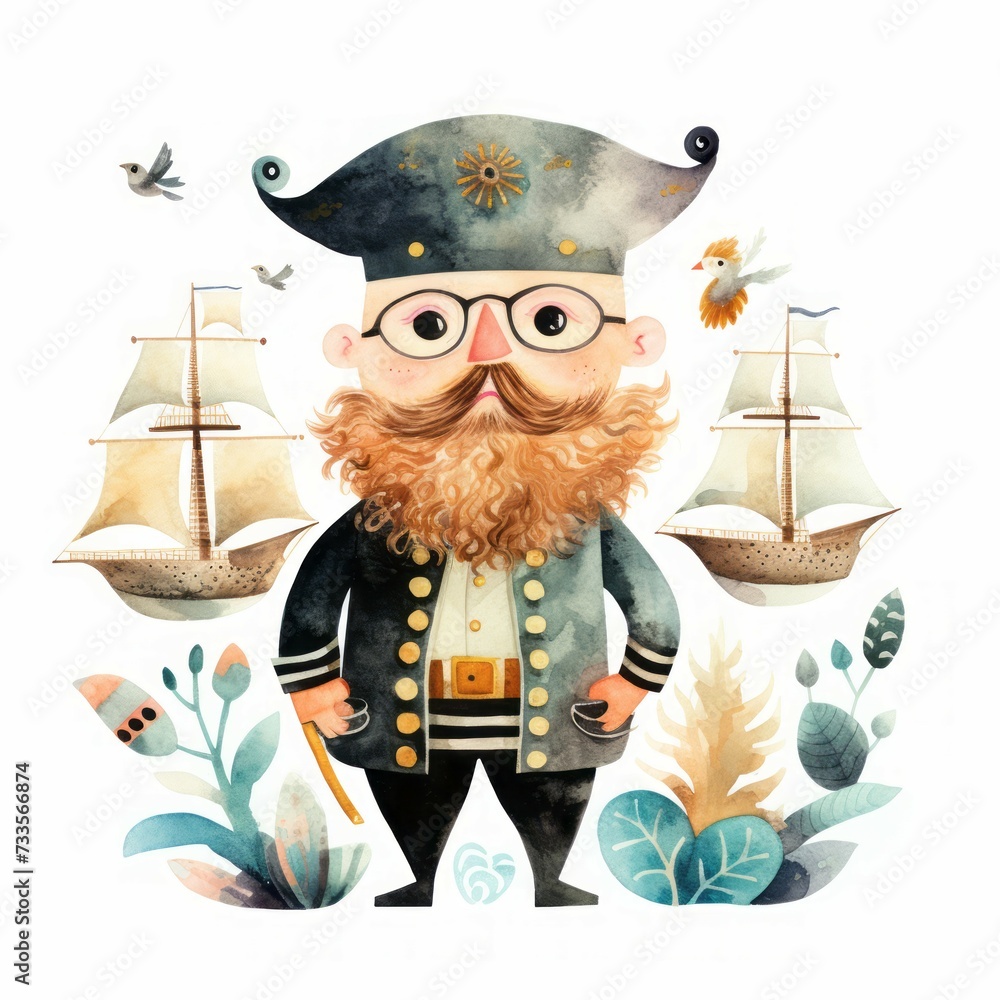 Pirate cartoon character drawing design for student learning Created ...