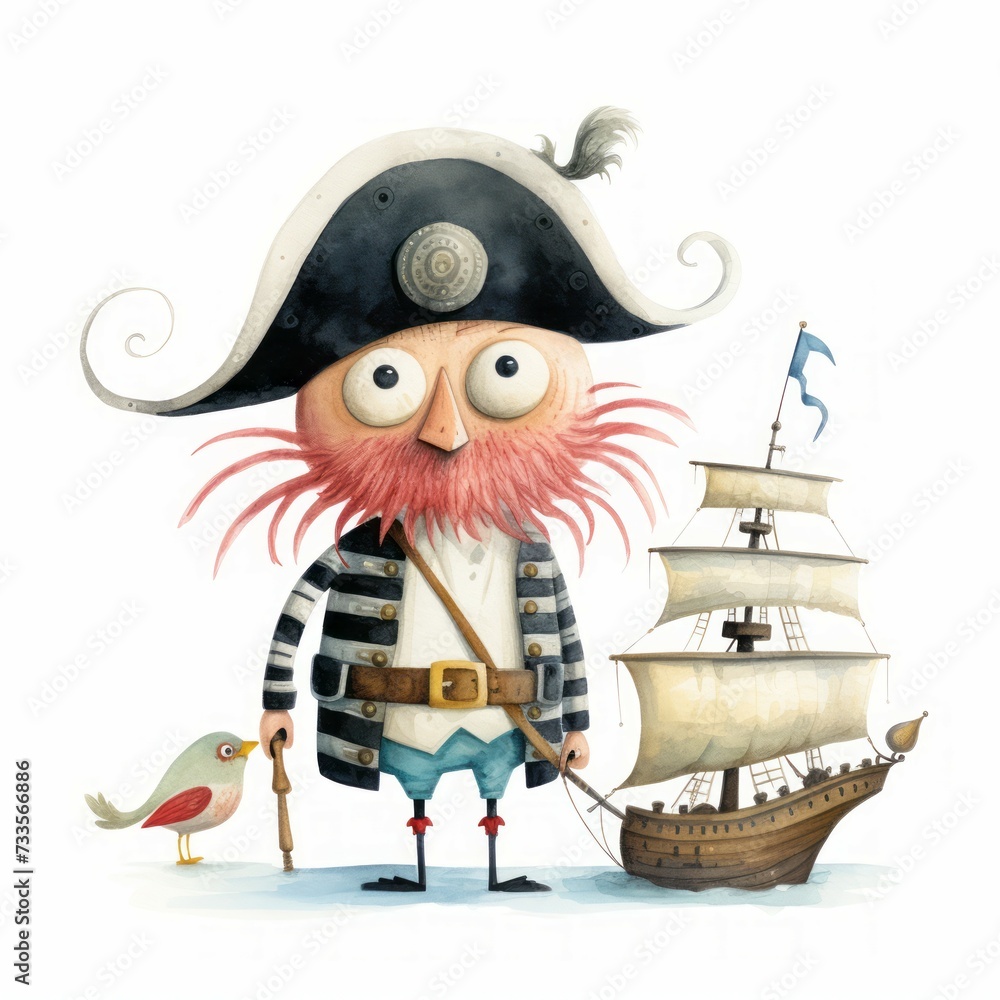 Pirate cartoon character drawing design for student learning Created ...