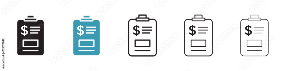 Monetary Record Vector Icon Set. Currency bookkeeping vector symbol for ...
