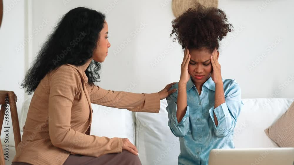 Supportive and comforting hands cheering up depressed patient person or ...