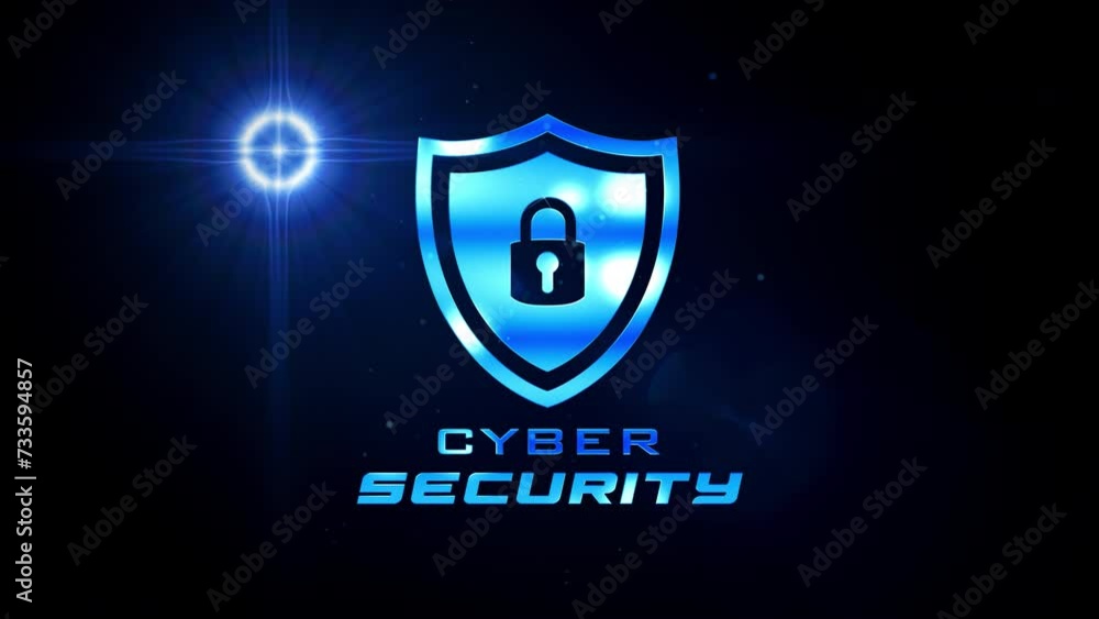Vidéo Stock Futuristic Blue Cyber Security Shield Lock Symbol Glossy ...