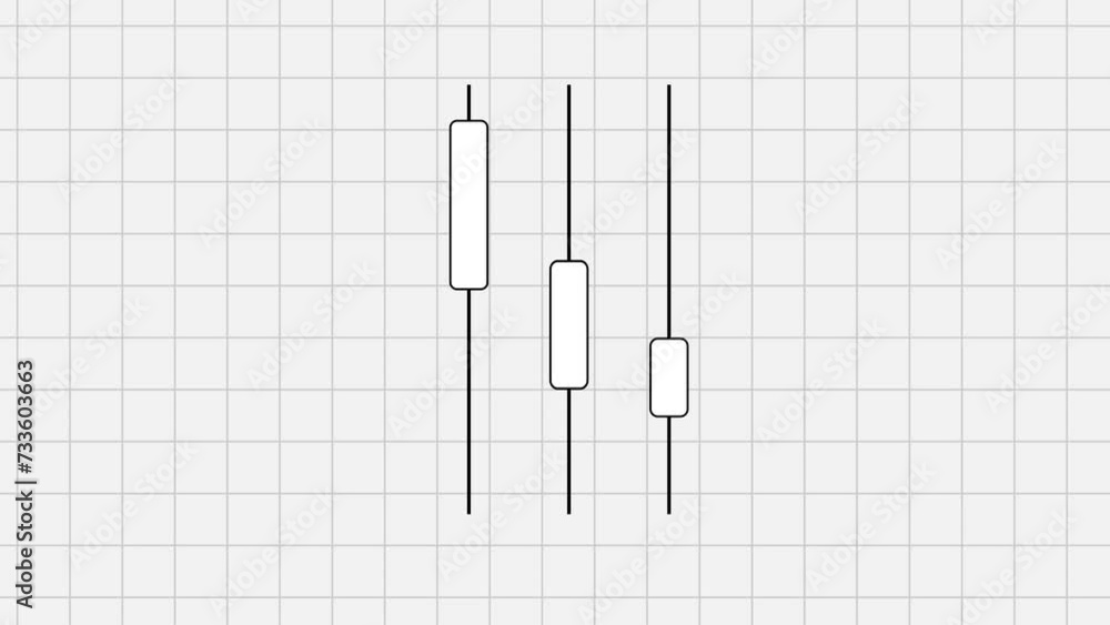 Animated stock market candlesticks in White with black stroke going up ...