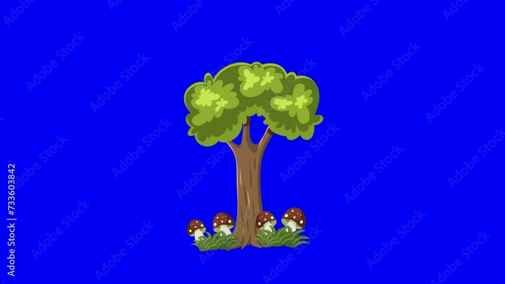 2d animated tree wind blowing tree moving stems, leaves, grass ...