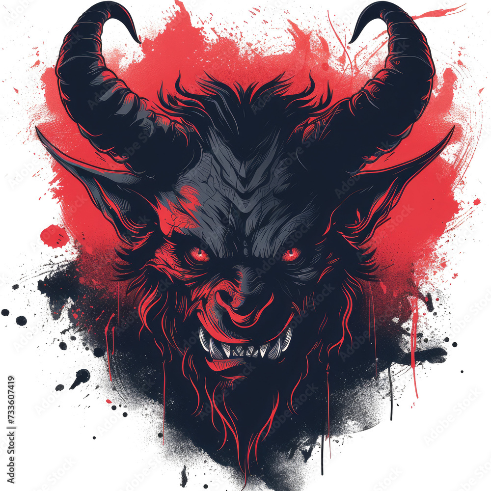 Horned devil character design, transparent background design, Ai ...