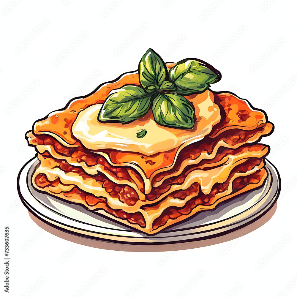 Illustration vector graphic of flat logo of lasagna cartoon vector icon ...