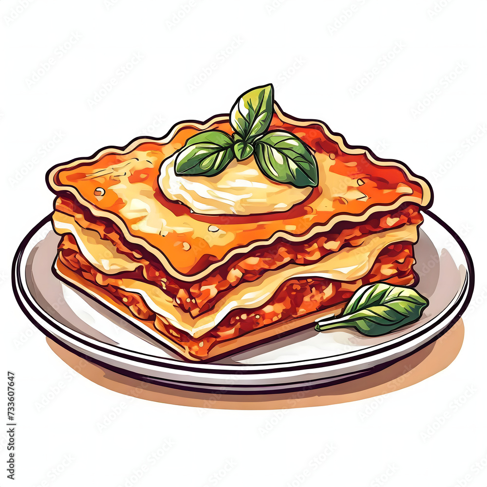 Illustration vector graphic of flat logo of lasagna cartoon vector icon ...