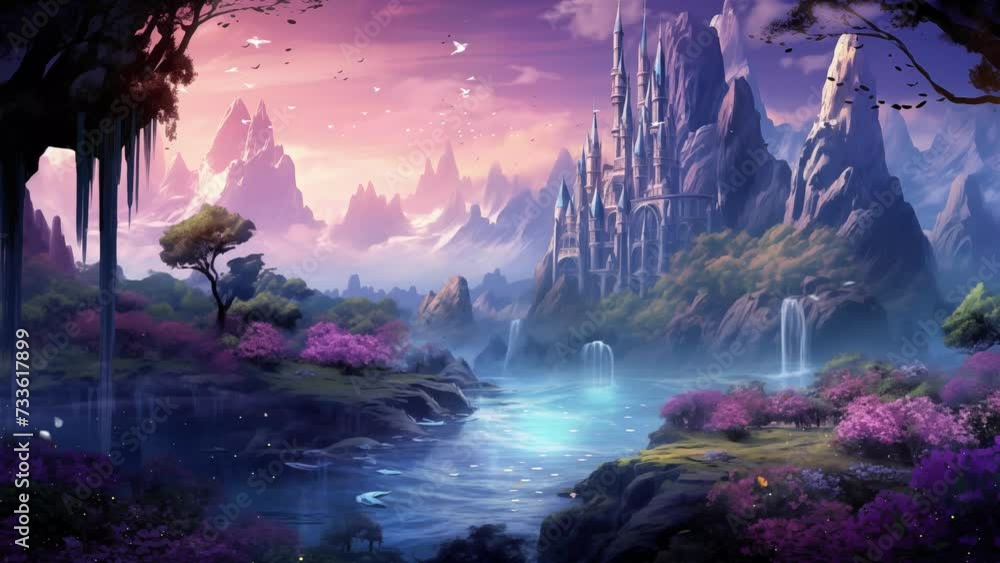 magic fantasy world fantasy landscape. seamless looping overlay 4k ...