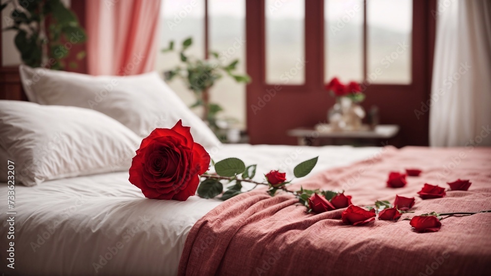 Soft elegant rose in bed red for a serene morning background 5 ...