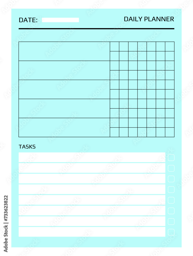 Planner page. Daily plan. Blank paper sheet. Office schedule. Tasks and ...