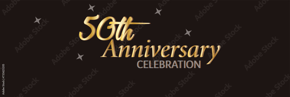 50th anniversary celebration logotype with handwriting golden color ...