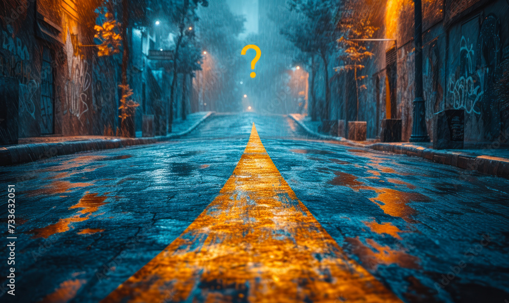 The winding road to change leading to a question mark symbolizing ...