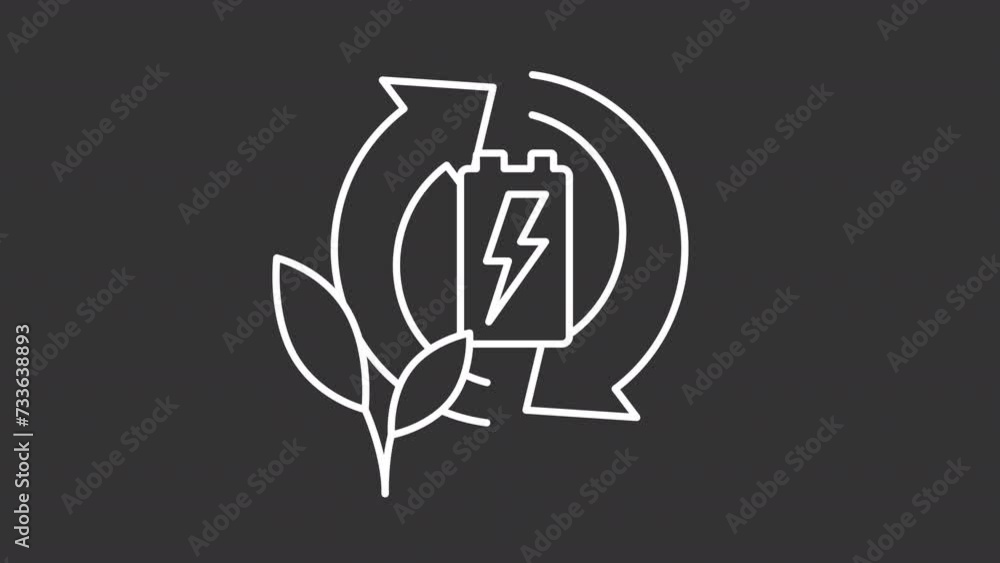 Vidéo Stock Battery recycle white line animation. battery reusing ...