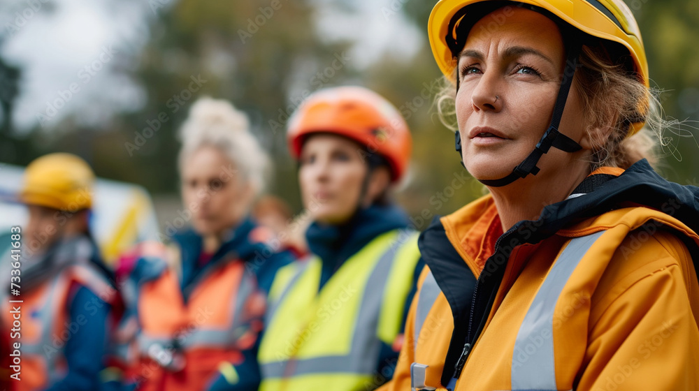 Volunteers organizing a community disaster preparedness drill to ...