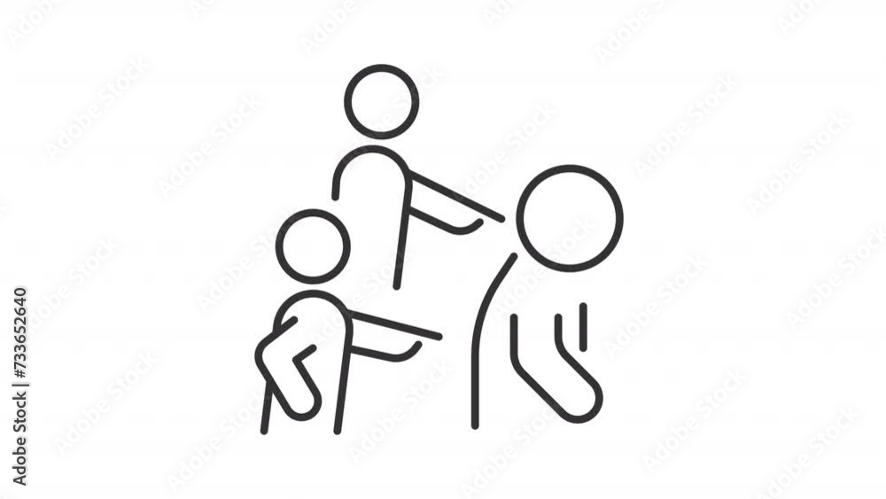 Social discrimination animation set. Power abuse bullying animated line ...