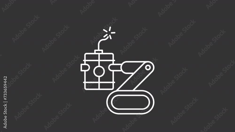 Vidéo Stock Animated defusing robot white icon. Automation technology ...