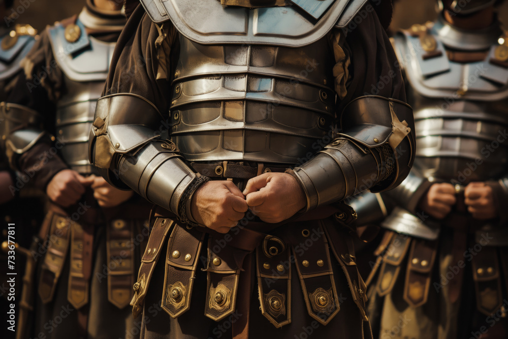 Authentic Depiction Of Roman Soldiers In Armor, Evoking Biblical And ...