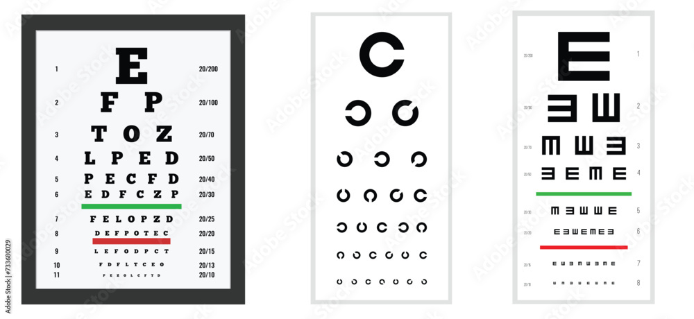 Creative vector illustration of eyes test charts. Art design medical ...