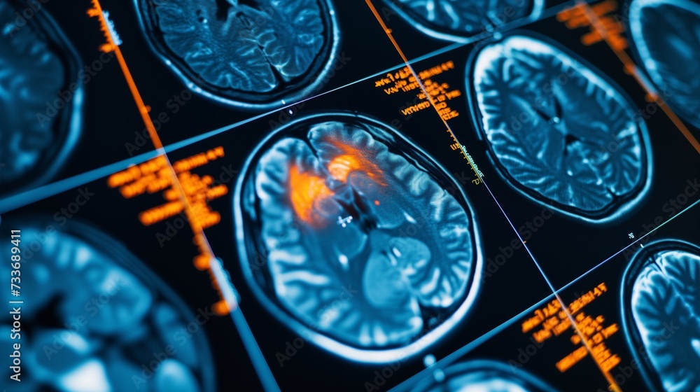 Detailed PET/CT brain scan showcasing metabolic activity with bright ...