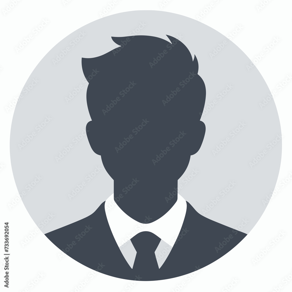 silhouette of a man, generic male profile icon with suit and tie in ...
