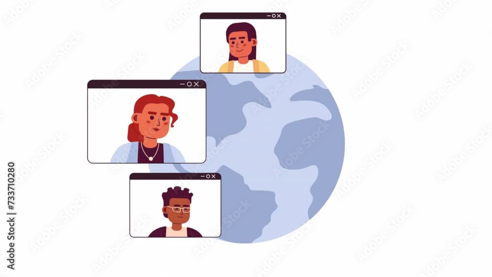 Entrepreneurs global conference online 2D animation. Virtual ...
