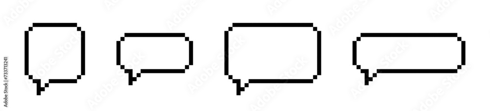Pixel speech bubbles. Chat speech or dialogue bubbles in pixel art ...