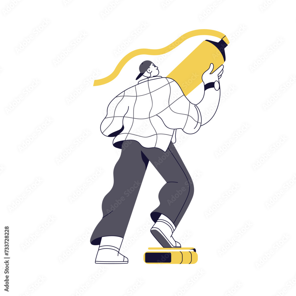 Student underlining important with text marker, highlighter in hand ...