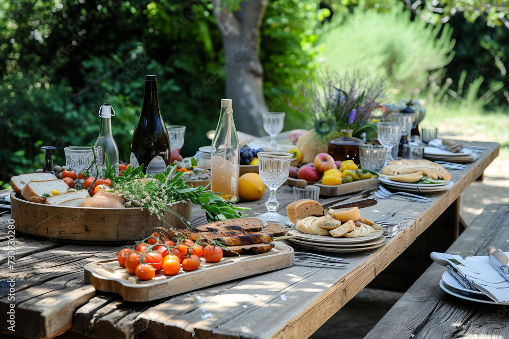 The rustic picnic table highlighting the elegance of the setup through ...
