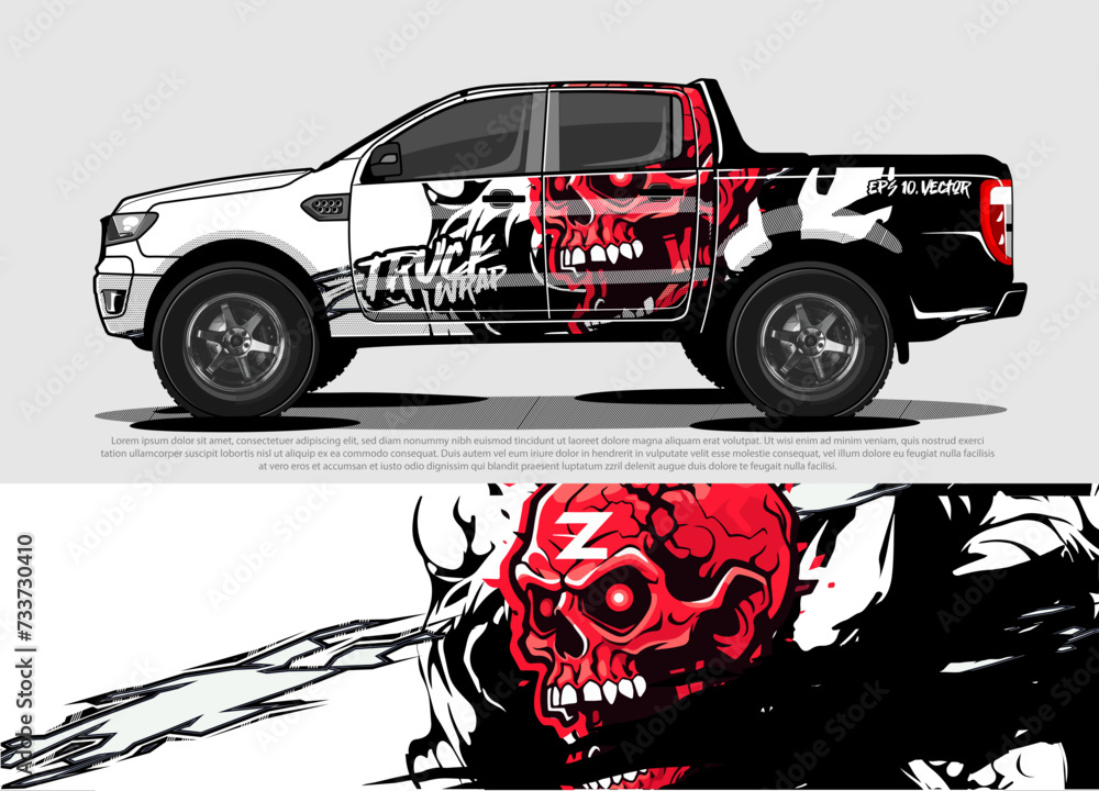 car livery design vector. abstract race style background with Zombie concept for vehicle vinyl ...