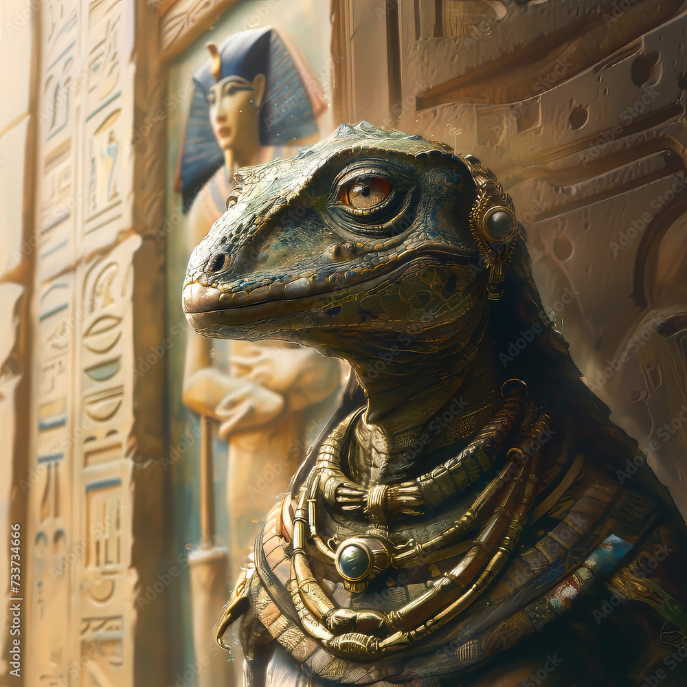 Ancient Reptilian Alien. Generated Image. A digital rendering of a ...