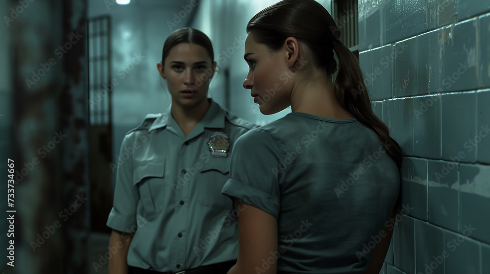 captive fell in love with a policeman, policewoman. prisoner hugging ...