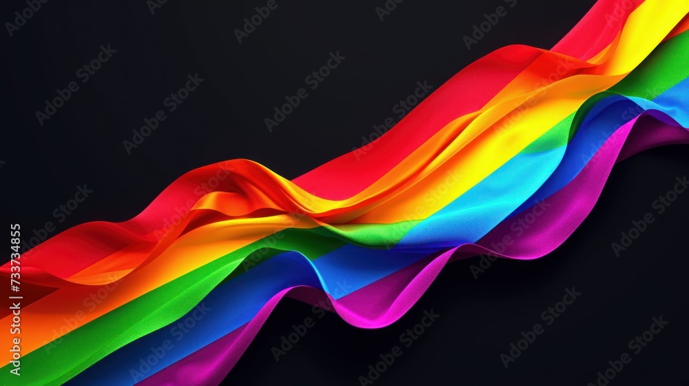 Colorful rainbow ribbon border design. LGBT colourful corner design ...