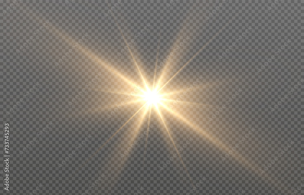 Vector light on isolated transparent background. Sun, rays of light png ...