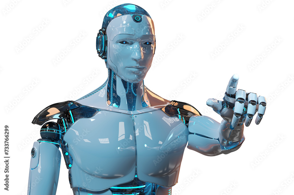 Isolated robot using artificial intelligence. Futuristic cyborg ...