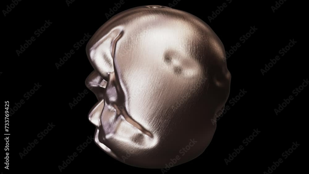 Realistic looping 3D animation of the abstract morphing textured alloy ...