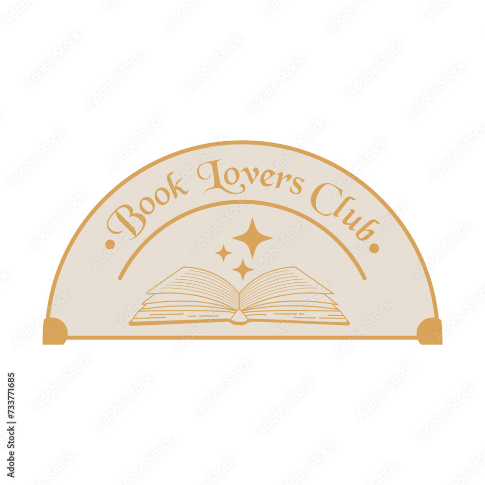 Book lovers club – open book with quote. Reading illustration for ...