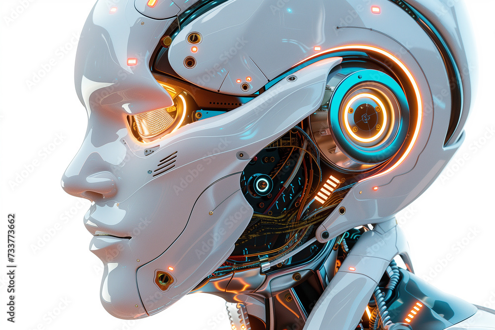 Cyborg AI Avatar, demonstrating a blend of humane warmth and AI robotic ...