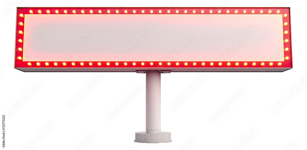 A blank marquee sign bordered by vibrant red carnival lights, a ready ...