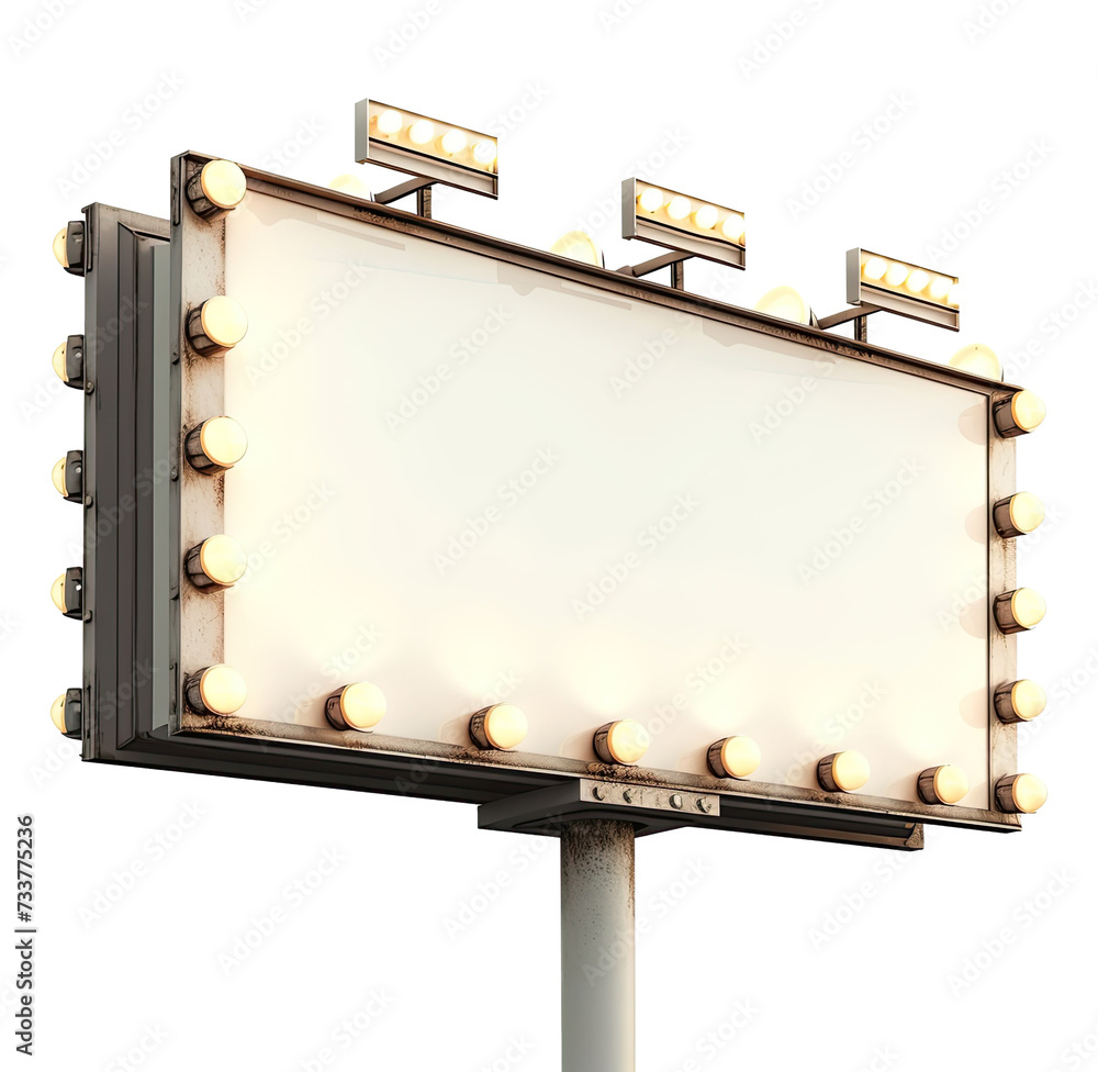 A blank marquee sign bordered by vibrant red carnival lights, a ready ...