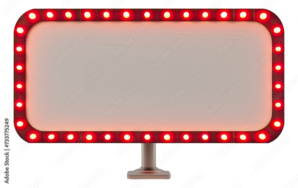 A blank marquee sign bordered by vibrant red carnival lights, a ready ...