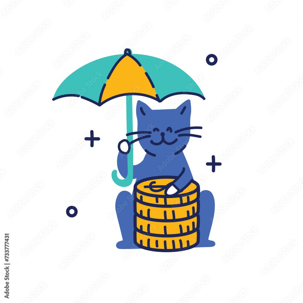 Online banking concept with cute cat. Flat vector illustration template ...