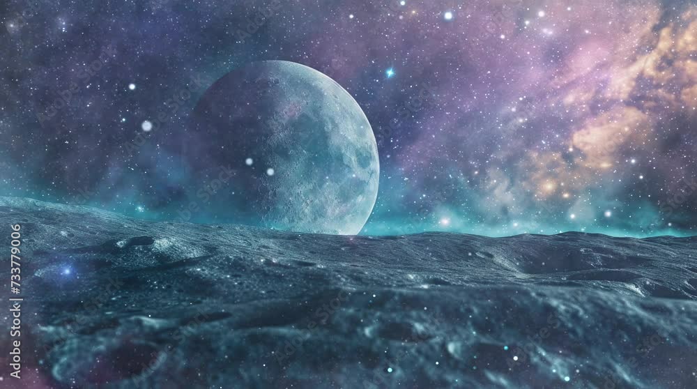 Vidéo Stock Celestial Vista: Planet Surface Amidst the Galaxy Seamless ...