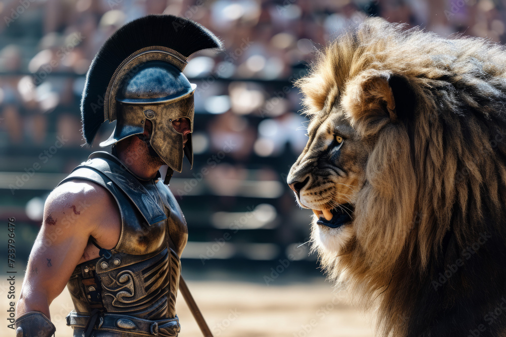 Epic Gladiator and Lion Scene for Historical Drama and Cinematic ...